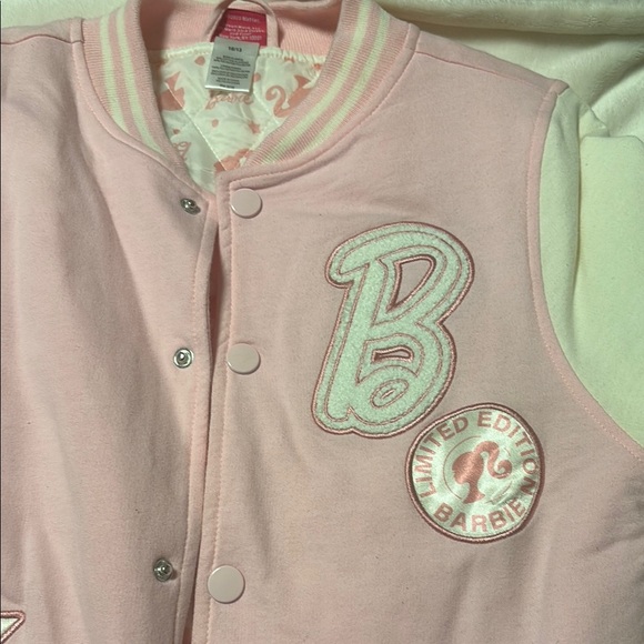 Barbie | Jackets & Coats | Barbie Limited Edition Pink Varsity Jacket ...